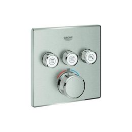 Grohe Grohtherm Smartcontrol Fertigmontageset 29126DC0 supersteel, eckig, UP-Thermostat, 3 Absperrventile