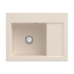 Villeroy & Boch Villeroy und Boch Subway 45 Compact Einbauspüle 331201FU links, mit Ablaufgarnitur, Handbetätigung, 650 x 510 mm, ivory CeramicPlus