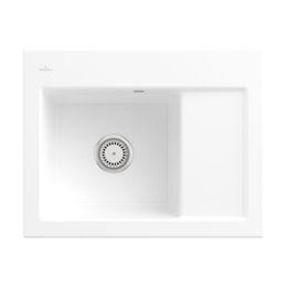 Villeroy & Boch Villeroy und Boch Subway 45 Compact Einbauspüle 331201R1 links, mit Ablaufgarnitur, Handbetätigung, 650 x 510 mm, weiß alpin CeramicPlus