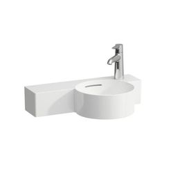 Laufen Val Handwaschbecken H8152847571061 55x31,5cm, Ablage links, mit &Uuml;berlauf, mit Hahnloch rechts, wei&szlig; matt