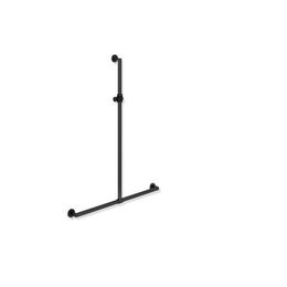 HEWI System 900 Duschhandlauf 900.35.40160CV 1250 x 965 mm, Edelstahl pulverbeschichtet schwarz tiefmatt, Polyamid wei&szlig; matt