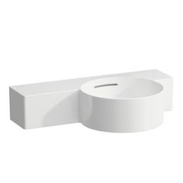 Laufen Val Handwaschbecken H8152844008131 55x31,5cm, Ablage links, mit &Uuml;berlauf, ohne Hahnloch, schneidbar, wei&szlig; LCC