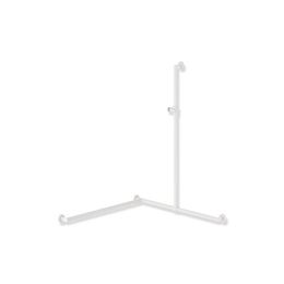 HEWI System 900 Edelstahl-Duschhandlauf 900.35.30460AS 1250 x 965 x 965 mm, pulverbeschichtet wei&szlig; tiefmatt, Halter Polyamid wei&szlig; matt, links