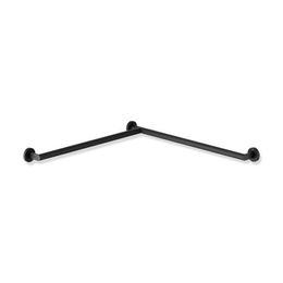 HEWI System 900 Duschhandlauf 900.35.13460DC Edelstahl pulverbeschichtet schwarz tiefmatt, 765 x 765 mm, Ausf&uuml;hrung links