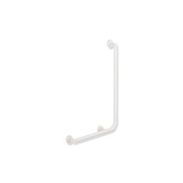 HEWI System 900 Winkelgriff 900.22.13660DX Edelstahl pulverbeschichtet wei&szlig; tiefmatt, 750 x 500 mm, Ausf&uuml;hrung links