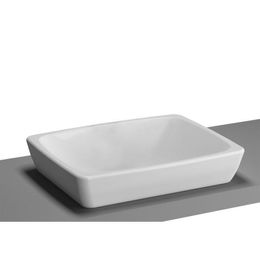 Vitra Metropole Aufsatz-Waschtisch 5667B003-0016 wei&szlig;, 50x40cm, R&uuml;ckseite glasiert, ohne Hahnlochbank, ohne &Uuml;berlauf