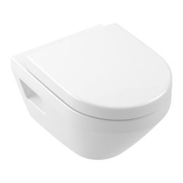 Villeroy & Boch Villeroy und Boch Architectura WC-Set 4687CL01 35x48cm, oval, Wandmontage, TwistFlush, waagerecht, wei&szlig; Alpin