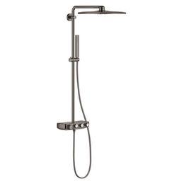 Grohe Duschsystem 26508A00 hard graphite, mit AP-Thermostat, Duscharm 45cm schwenkbar