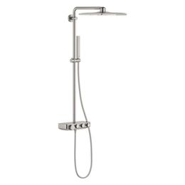Grohe Duschsystem 26508DC0 supersteel, mit AP-Thermostat, Duscharm 45cm schwenkbar