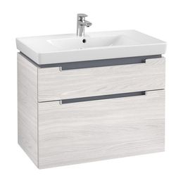 Villeroy & Boch Villeroy & Boch Subway 2.0 Waschtisch-Unterschrank A91400E8 78,7x59x44,9cm, 2 Ausz&uuml;ge, Griff silbermatt, white wood
