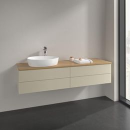 Villeroy & Boch Villeroy und Boch Antao Waschtisch-Unterschrank K26151HJ 160x36x50cm, Hahnlochbohrung, Waschbeckenplattenfarbe honey oak, silk grey matt lacquer