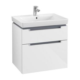 Villeroy & Boch Villeroy & Boch Subway 2.0 Waschtisch-Unterschrank A91000DH 63,7x59x45,4cm, 2 Ausz&uuml;ge, Griff silbermatt, glossy white