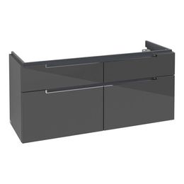 Villeroy & Boch Villeroy & Boch Subway 2.0 Waschtischunterschrank A91710FP, 128,7x59x44,9cm, Glossy Grey,Griff chrom