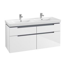 Villeroy & Boch Villeroy & Boch Subway 2.0 Waschtischunterschrank A91700DH,128,7x59x44,9cm, Glossy White, Griff matt