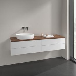 Villeroy & Boch Villeroy und Boch Antao Waschtisch-Unterschrank L26012GF 160x36x50cm, Waschbeckenplattenfarbe warm walnut, glossy white lacquer, mit Beleuchtung