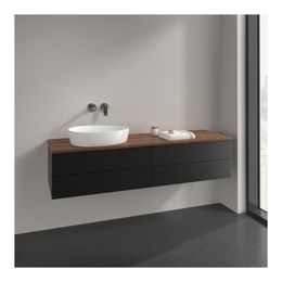 Villeroy & Boch Villeroy und Boch Antao Waschtisch-Unterschrank L26012PD 160x36x50cm, Waschbeckenplattenfarbe warm walnut, black matt lacquer, mit Beleuchtung