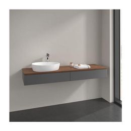 Villeroy & Boch Villeroy und Boch Antao Waschtisch-Unterschrank L15052GK 160x19x50cm, Hahnlochbohrung, Waschbeckenplattenfarbe warm walnut, anthracite matt lacquer