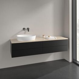 Villeroy & Boch Villeroy und Boch Antao Waschtisch-Unterschrank L26013PD 160x36x50cm, Waschbeckenplattenfarbe botticino, black matt lacquer, mit Beleuchtung