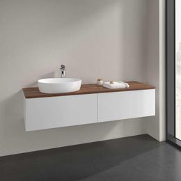 Villeroy & Boch Villeroy und Boch Antao Waschtisch-Unterschrank K37112GF 160x36x50cm, Waschbeckenplattenfarbe warm walnut, glossy white lacquer
