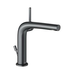 KEUCO Edition 400 Waschtischarmatur 51502130000 Ausladung 153mm, mit Ablaufgarnitur, Schwarzchrom geb&uuml;rstet
