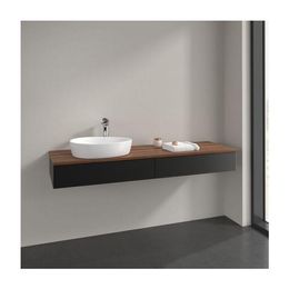 Villeroy & Boch Villeroy und Boch Antao Waschtisch-Unterschrank L15052PD 160x19x50cm, Hahnlochbohrung, Waschbeckenplattenfarbe warm walnut, black matt lacquer