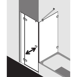 Kermi Mena Pendelt&uuml;r 1-fl&uuml;glig mit Festfeld, Wandprofil ME1NL09320VAK 91 x 200 cm, silber hochglanz, ESG klar, links, auf Duschplatz