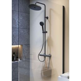 Ideal Standard Ceratherm T25 Duschsystem A7210XG mit Brausethermostat, mit 2 Funktionenhandbrause und 2 Funktionenkopfbrause, silk black