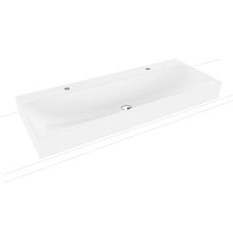 Kaldewei Silenio Aufsatz-Doppelwaschtisch 906406043001 120x46x1,2cm, mit &Uuml;berlauf, 2 x 1er Hahnloch, wei&szlig; Perl-Effekt