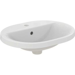 Ideal Standard Connect Einbau Waschtisch E503901 55 x 43 cm, weiss, oval, mit Hahnloch und &Uuml;berlauf