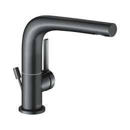 KEUCO Edition 400 Waschtischarmatur 51505130000 Ausladung 153mm, schwenkbar, mit Ablaufgarnitur, Schwarzchrom geb&uuml;rstet