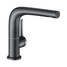 KEUCO Edition 400 Waschtischarmatur 51505130100 Schwarzchrom geb&uuml;rstet, Ausladung 153mm, schwenkbar, ohne Ablaufgarnitur