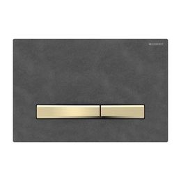Geberit Sigma 50 Square Bet&auml;tigungsplatte 115672JM2 Deckplatte Mustang Schiefer, Platte/Taste Messing, f&uuml;r 2-Mengen-Sp&uuml;lung