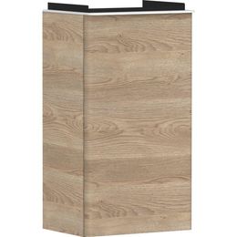 Hansgrohe Xelu Q Waschtischunterschrank 54013700 340x605x245mm, f&uuml;r Handwaschbecken, links, Eiche Natur, mattwei&szlig;