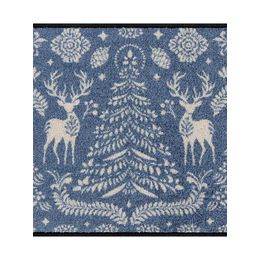 Fu&szlig;matte Salonloewe, himmelblau, ecru, B:50cm H:7mm L:75cm, Kunstfaser, Polyamid, Teppiche, Fu&szlig;matte