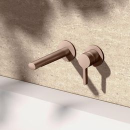 KEUCO Edition 400 Einhebel-Waschtischmischer 51516290201 Unterputz, 2-Loch, Ausladung 16,5 cm, Rotgold geb&uuml;rstet