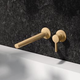 KEUCO Edition 400 Einhebel-Waschtischmischer 51516250202 Unterputz, Ausladung 19,7 cm, Messing geb&uuml;rstet