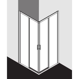 Kermi Liga Eckeinstieg-H&auml;lfte Gleitt. 2-tlg. bodenfrei LIC2L12320VAK 123x200cm, silber hochglanz, ESG klar, links, auf Duschplatz