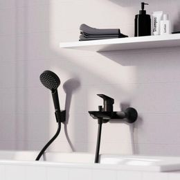 Hansgrohe Logis Einhebel-Wannen-Armatur 71400670 mattschwarz, Aufputz, Ausladung 194mm