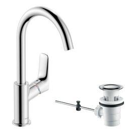 Hansgrohe Logis 210 Waschtisch Armatur 71130000 chrom, Höhe 289 mm, Schwenkauslauf, Ablaufgarnitur