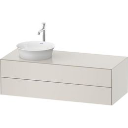 Duravit White Tulip Waschtisch-Unterschrank WT4987L3939 130 x 55 cm, Nordic Weiß Seidenmatt, wandhängend, 2 Schubkästen, 1 Konsolenplatte, Becken links