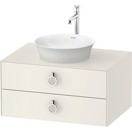 Duravit White Tulip Waschtisch-Unterschrank WT49900H4H4 80 x 55 cm, Nordic Weiß Hochglanz, wandhängend, 2 Schubkästen mit Griff, 1 Konsolenplatte