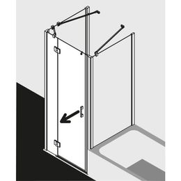 Kermi Liga Schwingt&uuml;r mit Festfeld LISTL08020VAK 80x200cm, silber/hochglanz, links, auf Duschwanne