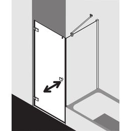 Kermi Mena Seitenwand verk&uuml;rzt mit Wandprofil METVP075173YK 75 x 179 cm, schwarz soft, ESG Milchglas SR Opaco Clean, neben Badewanne