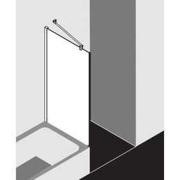 Kermi Mena Seitenwand verk&uuml;rzt mit Wandprofil METVP090173AK 90 x 179 cm, schwarz soft, ESG klar, neben Badewanne