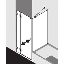 Kermi Mena Seitenwand verk&uuml;rzt mit Wandprofil METVP09017VAK 90 x 179 cm, silber hochglanz, ESG klar, neben Badewanne