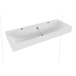 Kaldewei Silenio Wand-Doppelwaschtisch 904506043001 120x46x1,2cm, mit &Uuml;berlauf,2 x 1 Hahnl&ouml;cher, wei&szlig; Perl-Effekt