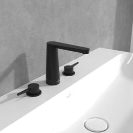 Villeroy & Boch Villeroy und Boch Conum Dreiloch-Waschtischarmatur TVW127001001K5 ohne Ablaufgarnitur, matt black