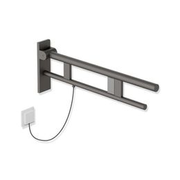 HEWI System 900 St&uuml;tzklappgriff 900.50.21160SC Ausladung 700 mm, Edelstahl pulverbeschichtet dunkelgrau perlglimmer tiefmatt, rechts