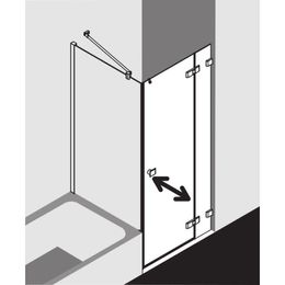Kermi Mena Seitenwand verk&uuml;rzt mit Wandprofil METVP08017VPK 80 x 179 cm, silber hochglanz, ESG klar Clean, neben Badewanne
