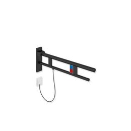 HEWI System 900 St&uuml;tzklappgriff 900.50.21060DC Ausladung 900 mm, Edelstahl pulverbeschichtet schwarz tiefmatt, links